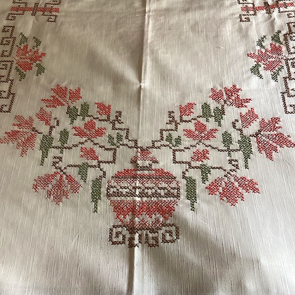 Dining | Table Cloth With Cross Stitch Pattern | Poshmark